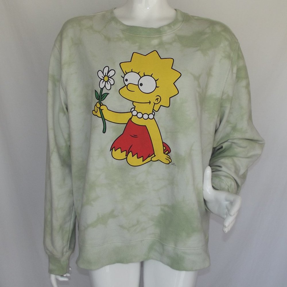 Lisa Simpson Sweatshirt, Xl, Sage Green Tie-Dye, Long… - Gem